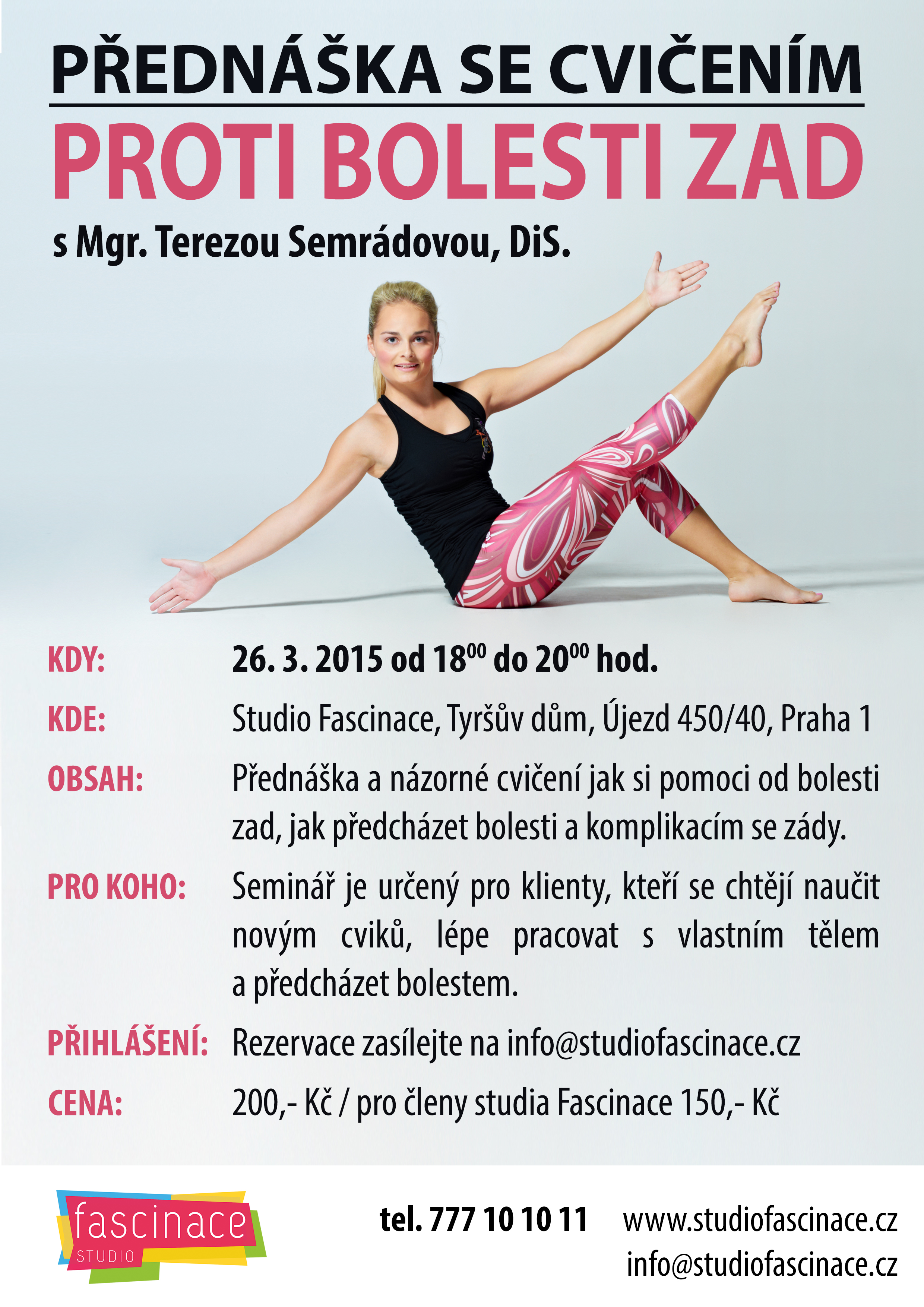 Přednáška se cvičením proti bolesti zad - www.fascinace-praha.cz